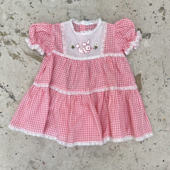 Dresses | Vintage Nannette Pink Baby Dress With Appliqu Bunny Rabbit ...